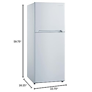 Magic Cool MCR10WI Apartment Refrigerator Freestanding Slim Design Full Fridge with Top Freezer for Condo, House, Small Kitchen Use, White