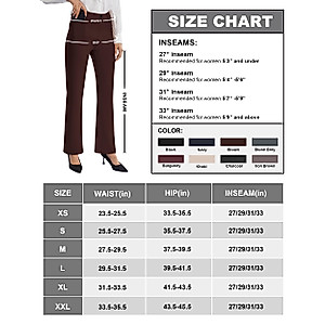 AFITNE Women's Yoga Dress Pants Stretchy Straight Leg Bootcut Work Travel Pants Business Office Casual Slacks with Pockets 31" Brown, M