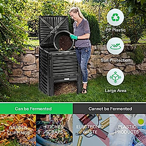 VIVOSUN Compost Bin 80Gallon (300L), Outdoor Composter W/Large Capacity & Easy Assembling, Compost Barrel for Fast Creation of Fertile Soil