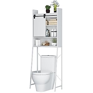 Liggue Over The Toilet Storage Cabinet,3-Tier Above Toilet Storage Cabinet,Bathroom Storage Cabinet Over Toilet with Sliding Barn Door for Bathroom, Restroom, Laundry