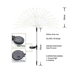 Waterproof Solar Garden Fireworks Lamp,2023 Creative DIY Outdoor LED Lights IP65 Waterproof Path Lawn Decor for Swimming Pool Walkway Pathway Backyard Lawn Landscape garden Patio (WHITE)