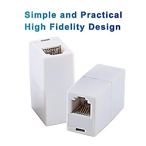 RJ11 Coupler, 2 Pack Telephone Phone Line Connector Coupler RJ11 6P4C Inline Keystone Jack Female to Female Straight Telephone Cable Cord Extension Adapter White