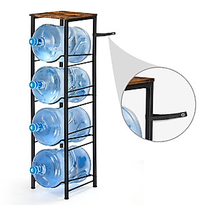 5 Gallon Water Bottle Holder with Storage Shelve, Water Jug Holder Water Jug Rack Water Jug Stand, Water Bottle Organizer for Office, Kitchen, Living Room Brown