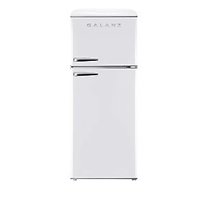 Galanz GLR12TWEEFR Refrigerator, Dual Door Fridge, Adjustable Electrical Thermostat Control with Top Mount Freezer Compartment, Retro White, 12.0 Cu Ft