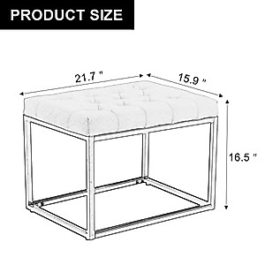 AWQM Vanity Stool,Pink Velvet Ottoman Bench,Vanity Bench with Gold Legs,Upholstered Rectangle Velvet Foot Stool Chair,Comfy Vanity Chair, End of Bed Bedroom,Makeup Chair for Living Room Entryway