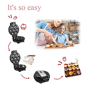 5-IN-1 Mini Pancakes Maker Machine, Mini Donut Maker, Mini Waffle Maker, Meatball Machine, Cup Cake Maker Machine For Home, Cake Maker with Non-stick Surface for Suitable As a Christmas Gift