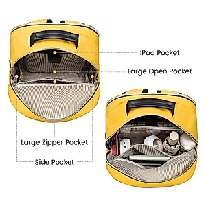 LOVEVOOK Laptop Backpack Purse for Women, Work Business Travel Computer Bags, College Nurse Backpack for Womens, Quilted Casual Daypack with USB Port, Fit 15.6 Inch Laptop, Yellow