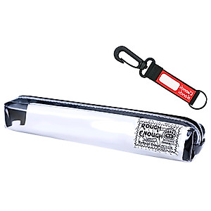 Rough Enough Slim Thin Small Cute Clear Pencil Case Pouch for Kids Boys Girls Adults School Stationary Art Supplies for College Students Teacher Office Aesthetic