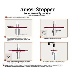 Ice Fishing Auger Stopper with Drill Bit Adapter (9"disc, fits up to 8" auger blades) for Cordless 20volt Lithium Battery Drills - Prevent Auger Blade from Slipping Beneath The Ice.