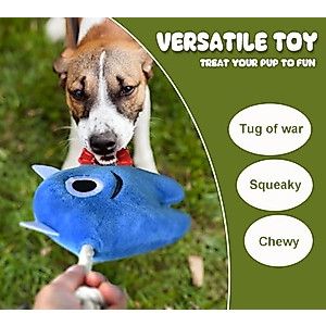 Onmygogo Large Dog Squeaky Chew Toys, Stuffed Plush Dog Toys for Aggressive Chewers Durable Tug of War Rope Toys Puppy Toys for Small, Medium, Large Breed Monster Toys(Blue) (Green)
