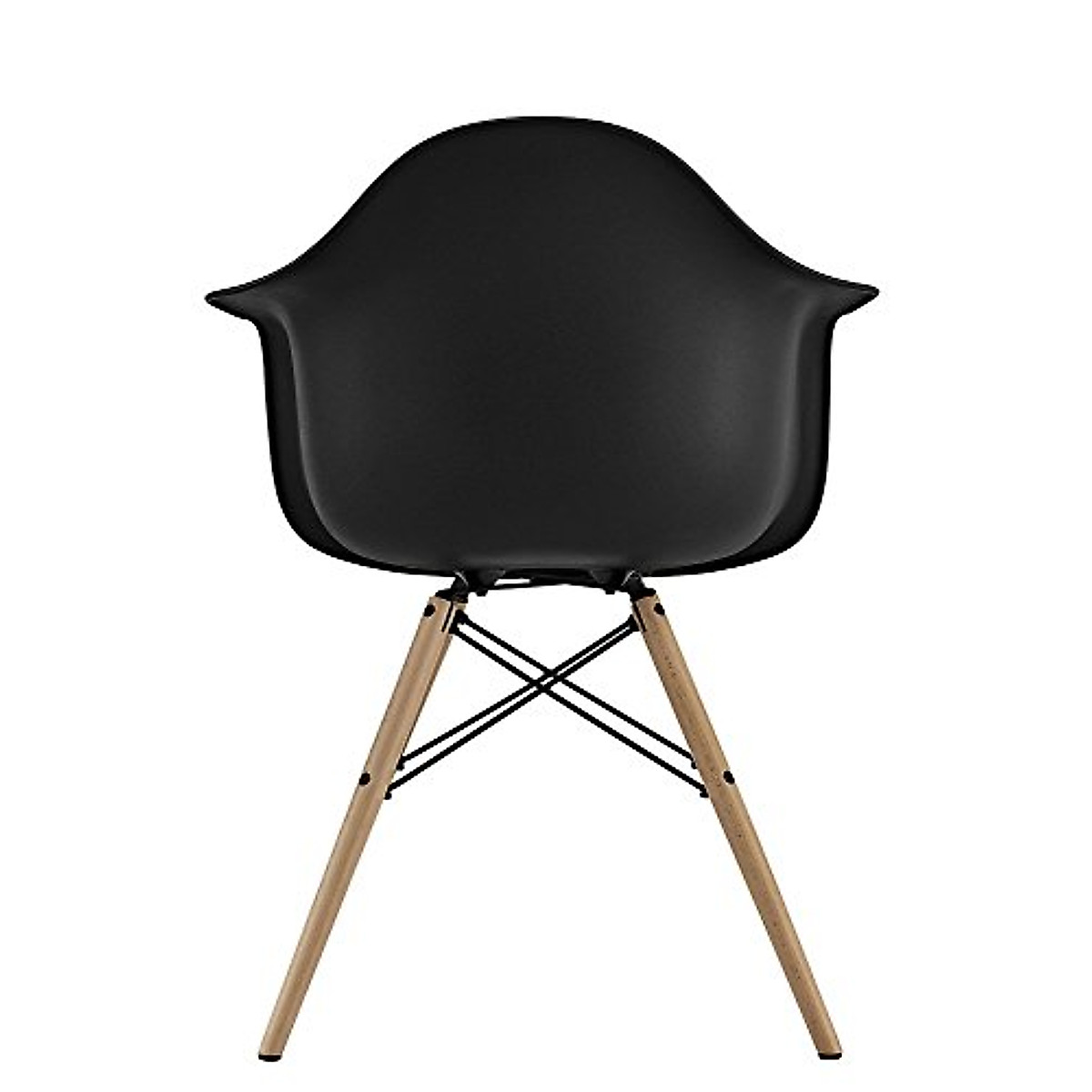 DHP C013701 Mid Century Modern Chair with Molded Arms and Wood Legs, Black