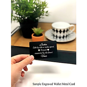 Personalized Message Text Engraved Metal Wallet Card,Wallet Inserts, Love Note, Deployment Card (Custom Quote)