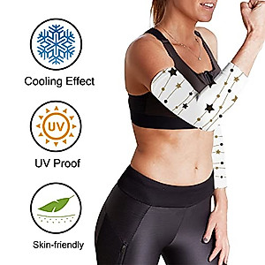 Women UV Sun Protection Arm Sleeves 1 Pair, Sun-protective Cooling Sleeves Star Line Pattern, Arm Cover Shield for Men Cycling Golf Hiking Running Outdoor Sports M