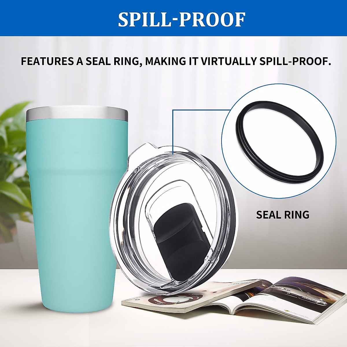 20 oz Tumbler Lid, 2 Pack Replacement Lids Compatible for YETI 20 oz Tumbler 10/24 oz Mug and 10 oz Lowball, Travel Spill Proof Cup Lids Covers with Magnetic Slider Switch, BPA Free