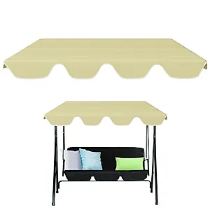 Swing Canopy Replacement, 77x49x6in Waterproof Oxford Cloth Outdoor Swing Canopy Replacement Top with Fixing Strap, Anti-UV Swing Canopy Replacement Cover for 3 Seater Swing Chairs