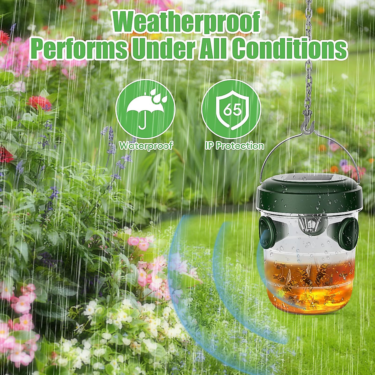 X-PEST Wasp Traps Outdoor Hanging 4 Packs,Solar Powered Bee Traps for Outside Bee Catcher Yellow Jacket Trap, Hornet Trap Carpenter Bee Trap Flying Insect Trap Outdoor