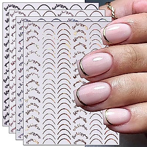JMEOWIO 9 Sheets French Tip Line Nail Art Stickers Decals Self-Adhesive Pegatinas Uñas Colorful Nail Supplies Nail Art Design Decoration Accessories