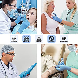 Safe Health Nitrile Exam Disposable Gloves, Latex Free, Powder Free, Blue, Case of 900, XL, Textured, 3.5 mil, Medical Grade, Food, Tattoo, Nursing, Cleaning, School