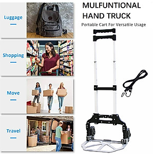 LMKOPUER Folding Hand Truck 180lbs, Portable Aluminum Luggage Hand Cart, Dolly Push Cart Trolley Cart with Wheels for Travel, Moving and Office Use