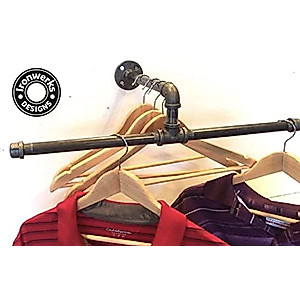 Ironwerks Designs 20" Urban Industrial Pipe Wall Rack - Clothing Rack, Closet Organization, Retail Display, Black
