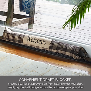 Elements 32.7x2.76x5.91 Inch Brown and Tan Plaid Welcome Fabric Draft Stopper