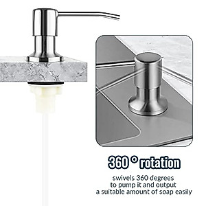 1 Pcs Soap Dispenser for Kitchen Sink Stainless Steel Built in Soap Dispenser Countertop Pump Head with 17OZ Large Liquid Bottle fit Kitchen Bathroom (Silver)