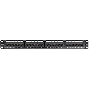 TRENDnet 24-Port Cat6 Unshielded Patch Panel, Wallmount or Rackmount, Compatible with Cat3,4,5,5e,6 Cabling, for Ethernet, Fast Ethernet, Gigabit Applications, Black, TC-P24C6 (Pack of 1)