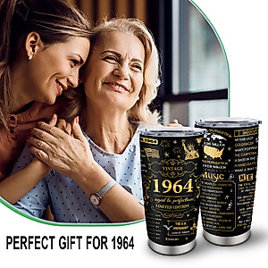 Yesruby 60th Birthday Gifts For Women Men, Gifts For Women Men Over 60, 1964 Birthday Tumbler 20oz, Gifts For Women Men In Their 60s, 60 Year Old Birthday Gifts For Women, 60th Birthday Decorations