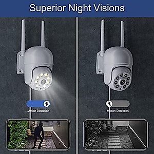 Gerdviaw 2K Security Cameras Outdoor-Camera for Home Security, Spotlight Color Night Vision, Motion Detection, 2.4GHz WiFi, 2-Way Talk, Waterproof, SD Card Storage