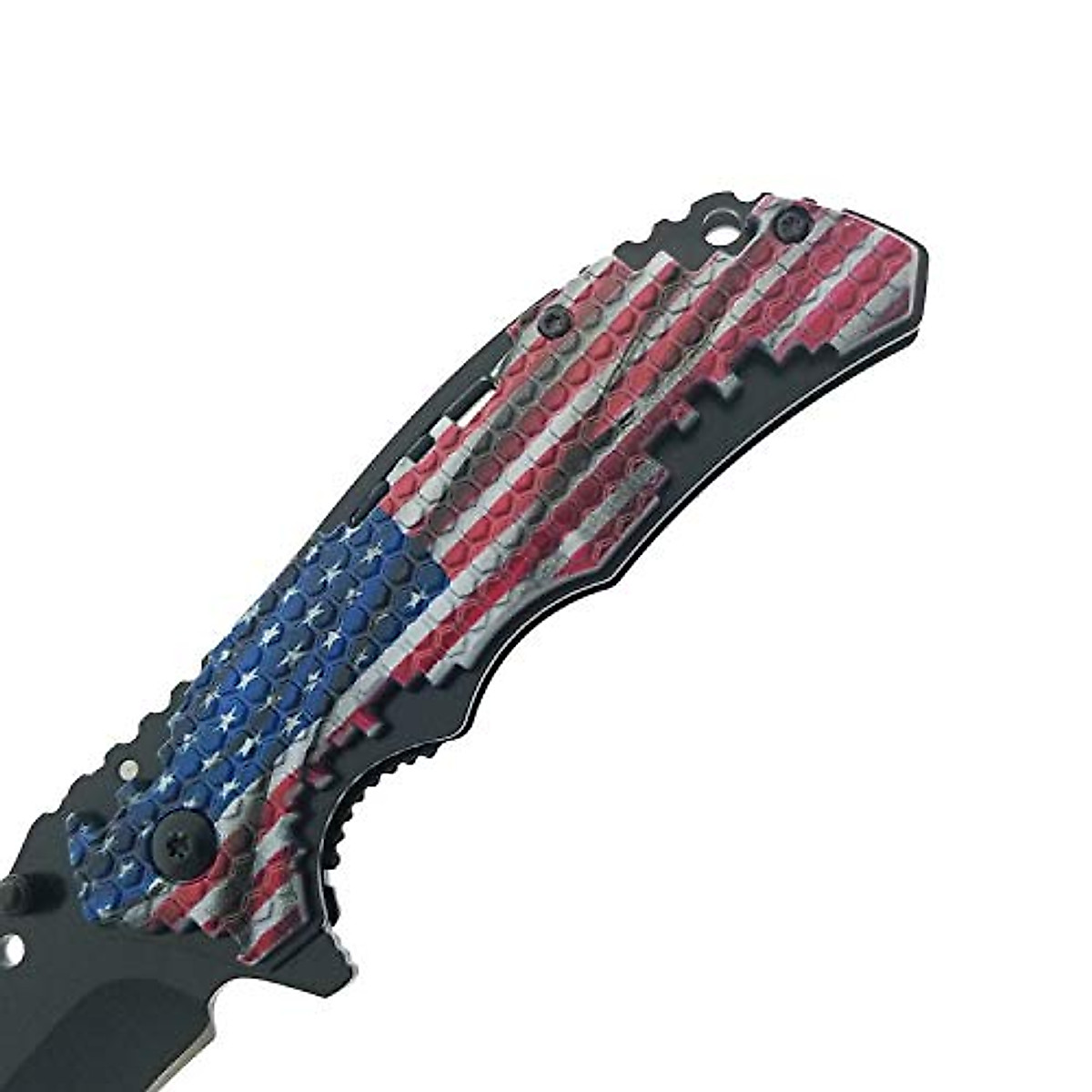 P.S. 8 1/4" Overall ABS Hex Pattern Drop Point EDC Pocket Knife w/Belt Clip