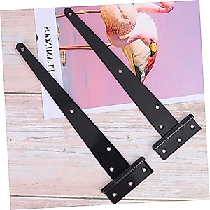 Housoutil 4pcs 10 Cabinet Hinges Black T Shape Hinges Heavy Duty Black Gate Hinges for Metal Black Gate Hinges for Wooden Fences Heavy Duty Barn Door Gate Spring Door Hinges Strap Hinges