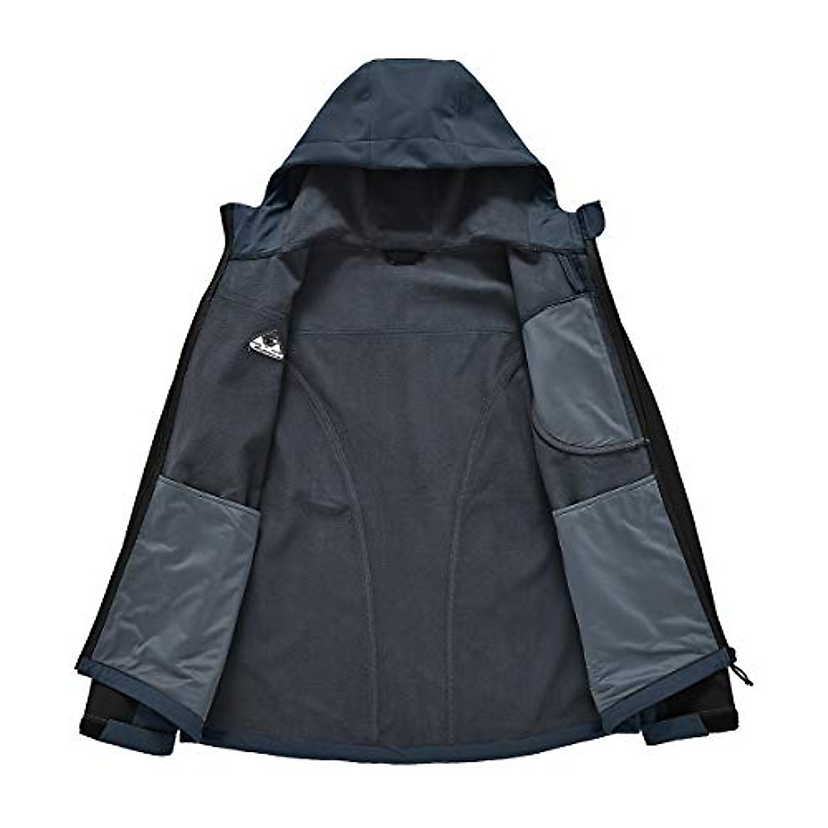 Gopune Windproof Softshell Fleece Lined Jacket Winter Outdoor Hooded Coat (Grey,M)