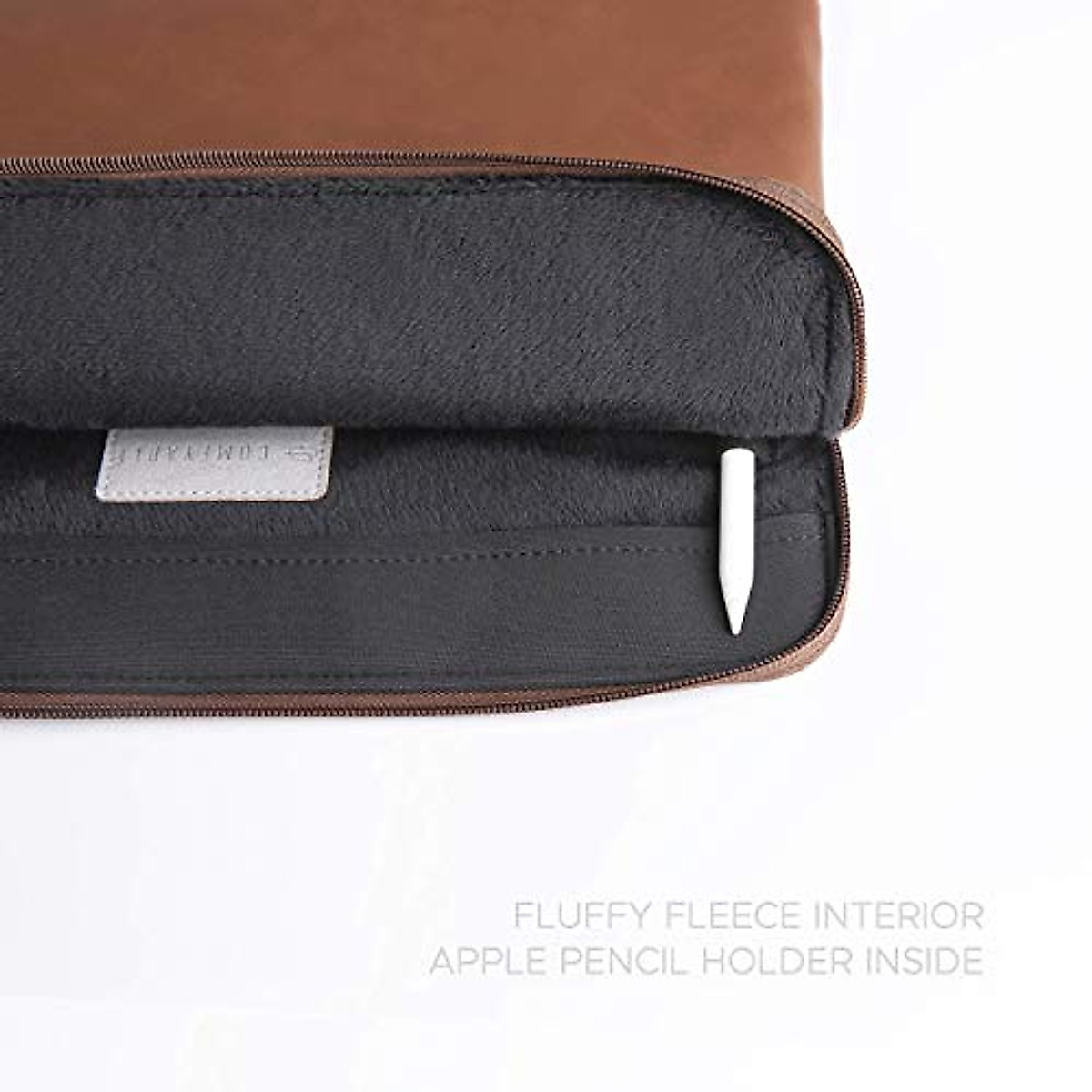Comfyable Tablet Sleeve Compatible for iPad Pro 12.9 inch M2 2022 M1 2021 2020 with Smart/Magic Keyboard with Pencil Holder - PU Leather Bag Waterproof Slim Protective Cover Case - Brown