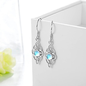 Celtic Moonstone Leverback Earrings Jewelry 925 Sterling Silver Celtic Knot Earrings Moonstone Drop Dangle Earrings Jewelry Gifts for Women Mother