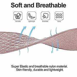 Swhatty Stretchy Nylon Solo Loop Bands Compatible with Apple Watch 41mm 40mm 38mm, Adjustable Braided Sport Elastics Women Men Strap for iWatch Series 8 7 6 5 4 3 2 1 SE (Black, Rose pink, Cream)