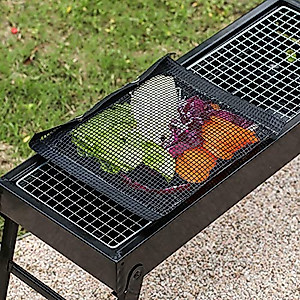 ignishar BBQ Mesh Grill Bags,1 Large Bag+1 Small Bag +1 Basting Brush, Reusable and Non-Stick Grill Tools for Outdoor&Indoor Grilling,Easy to Clean,Dishwasher-Safe