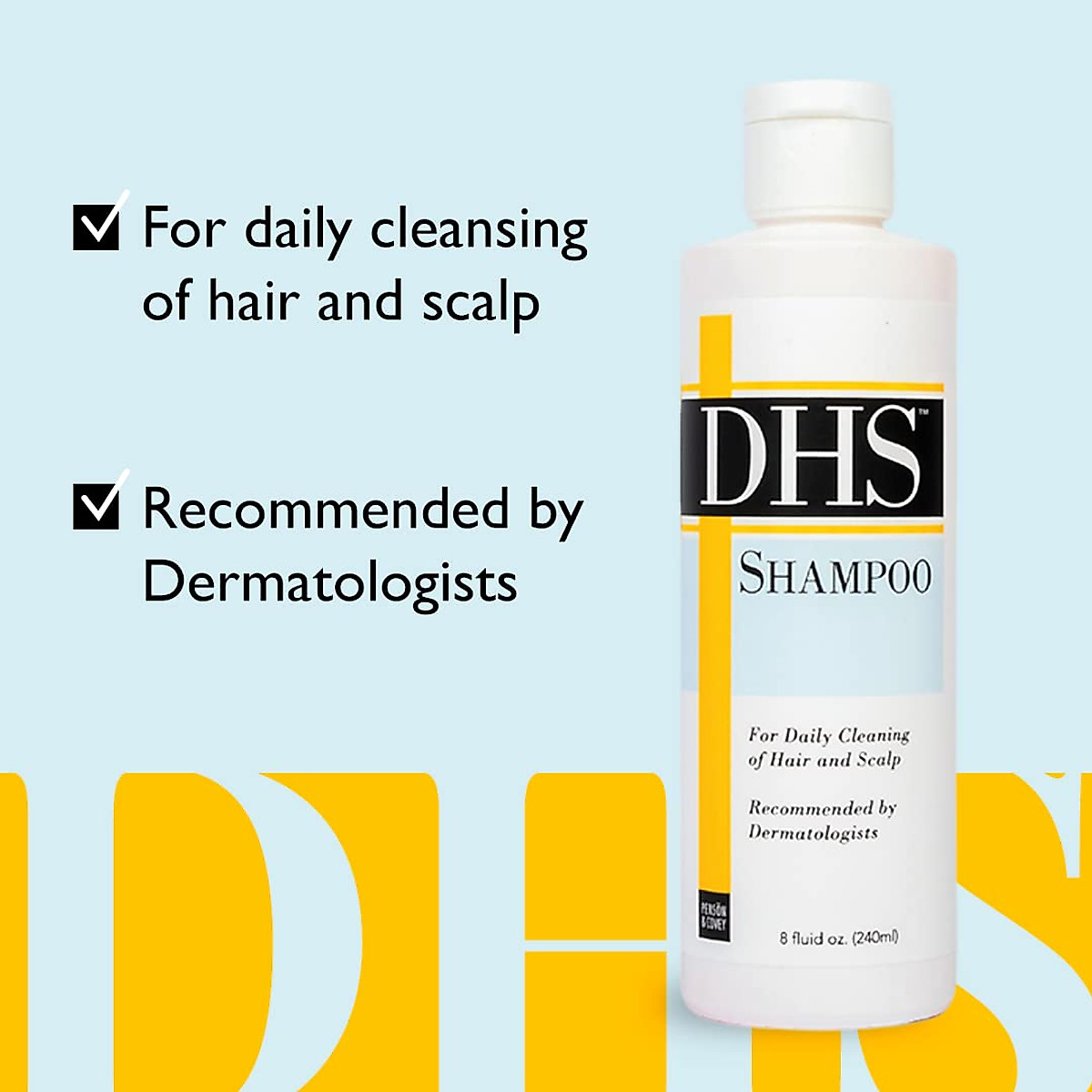 DHS Regular Scalp Shampoo 8 oz - Daily Hair Cleansing, pH Balanced Formula, Dissolves Dirt and Oil, Gentle Deep Clean with a Light, Fresh Scent (Pack of 1)