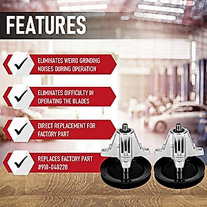 Replacement Lawn Mower Spindle Assembly with Pulley Set of 2 - Compatible with Cub Cadet, Troy-Bilt, MTD 42 Inch Deck - Replaces 918-04822B, 618-04822, 618-04822A, 618-04822B, 918-04889, 91804889A