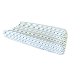 Softest Cotton Muslin Changing Pad Cover, Blue 3-Color stripes