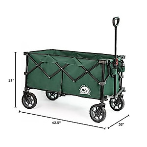 Maxwell Outdoors Collapsible Folding Outdoor Utility Cart Camping Wagon with Spacious Storage Volume and More Silence Wheels, Green