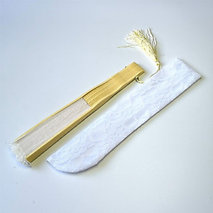 Eastern Wind 8.3" Japanese Chinese fan white lace fan hand fans for women,folding fan handheld for wedding