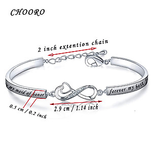 CHOORO Wedding Gift Junior Bridesmaid Bracelet Wedding Party Gifts for Junior Bridesmaids Maid of Honot Bracelet (S)