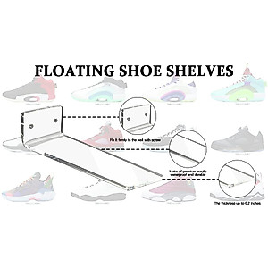 Acrylic Floating Shoe Display Shelves, Floating Shoe Display Shelf, Clear Acrylic Floating Shoe Display Stands Sneaker Shelves Wall Mounted, Acrylic Shoe Shelf, Floating Shoe Shelf for Wall Set of 6