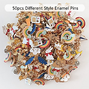 50Pcs Enamel Pins for Backpacks Cute Pins Bulk for Hats Jackets Lapel Pins Brooch Set for Men Women (Random Style-No Duplicates)