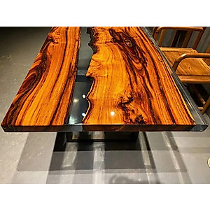 Personalized LARGE EPOXY TABLE, Resin Dining Table for 2, 4, 6, 8 River Dining Table Top, Wood Epoxy Coffee Table Top, Living Room Table (without Stand, 24 x 12inches)