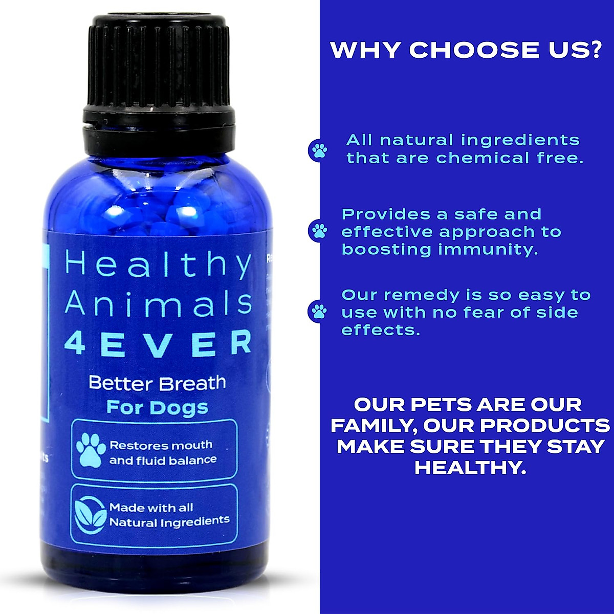 HealthyAnimals4Ever Bad Breath for Dogs Pellets - Dissolvable - No Brushing - for Clean Teeth, Plaque & Tartar Control - All-Natural, Non-GMO, Organic - Preservative & Chemical Free - 300 ct