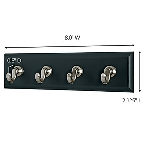 Command Key Rail, Holds up to 2 lb, 8-inch Rail with 4 Key Hooks and 6 Command Strips, Slate, Removable Key Hooks for Entryway or Hallway, Hang Keys, Hats, Dog Leashes, and Accessories