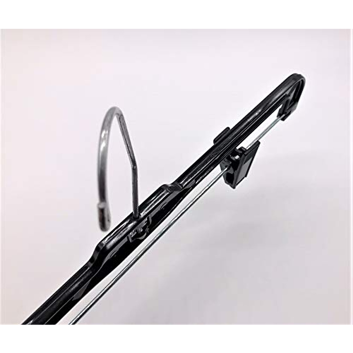 NAHANCO 8600PC 14" Shiny Black Plastic Hanger, Heavy Weight Skirt Slack Hanger with Black Plastic Clips (Pack of 100), Black Clips & Chrome Hook