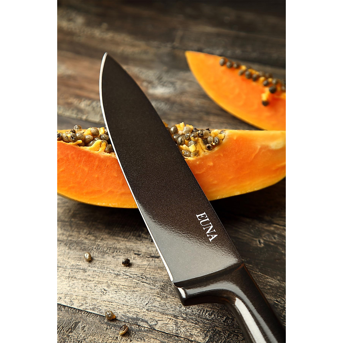 EUNA 5 PCS Kitchen Knife Set [Durable & Sharp], All Metal Chef Knife Set with Sheaths and Gift Box, Premium German Stainless Steel Knife with Ergonomic Handle, Rust-Resistant Cooking Knives