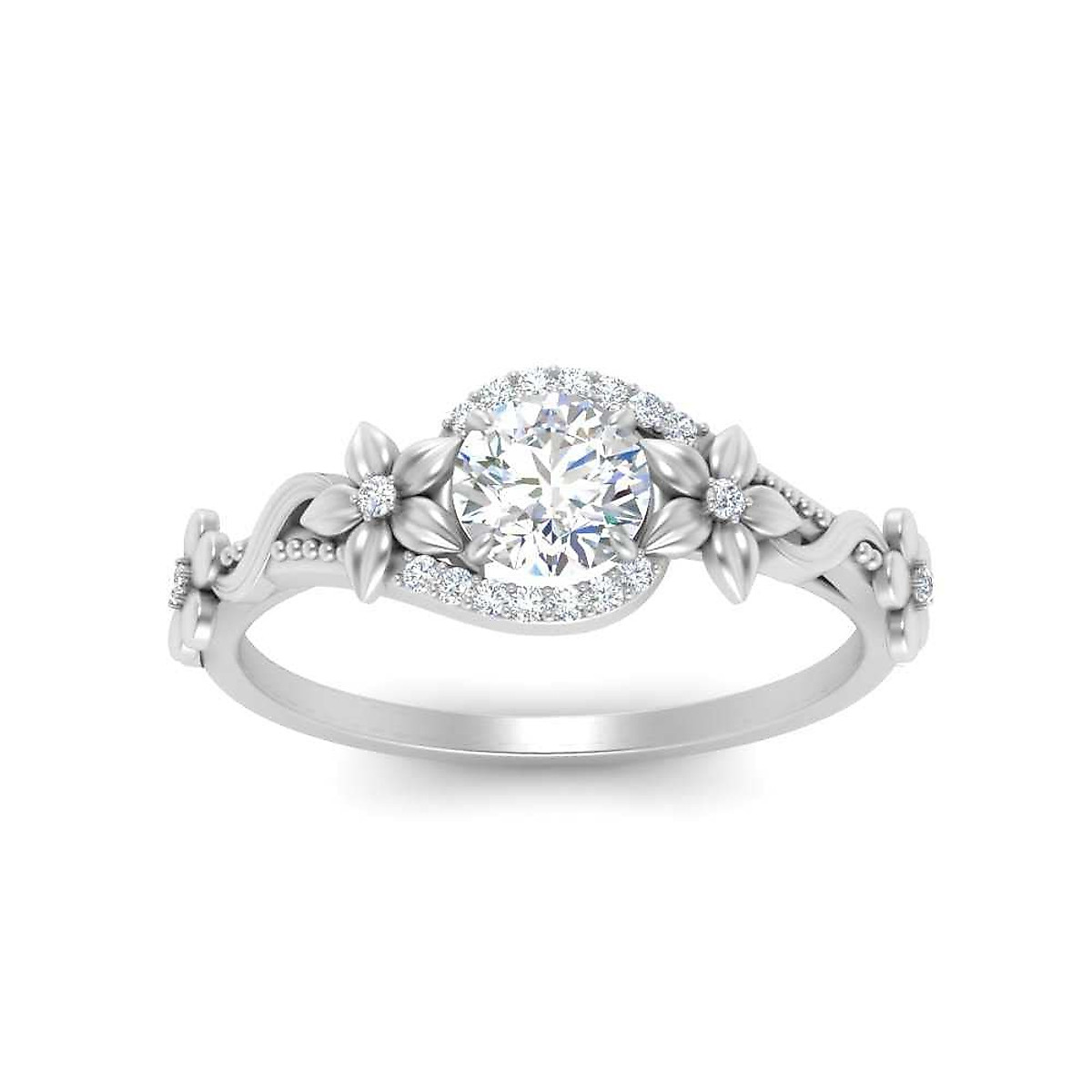 SISGEM 10K 14K 18K Solid Gold Floral Twisted Engagement Rings for Women,1.09 Carat(cttw) Round Cut Moissanite Rings Twist Shank Wedding Engagement Anniversary Promise Bridal Bands with Engraved Name (14K Gold)